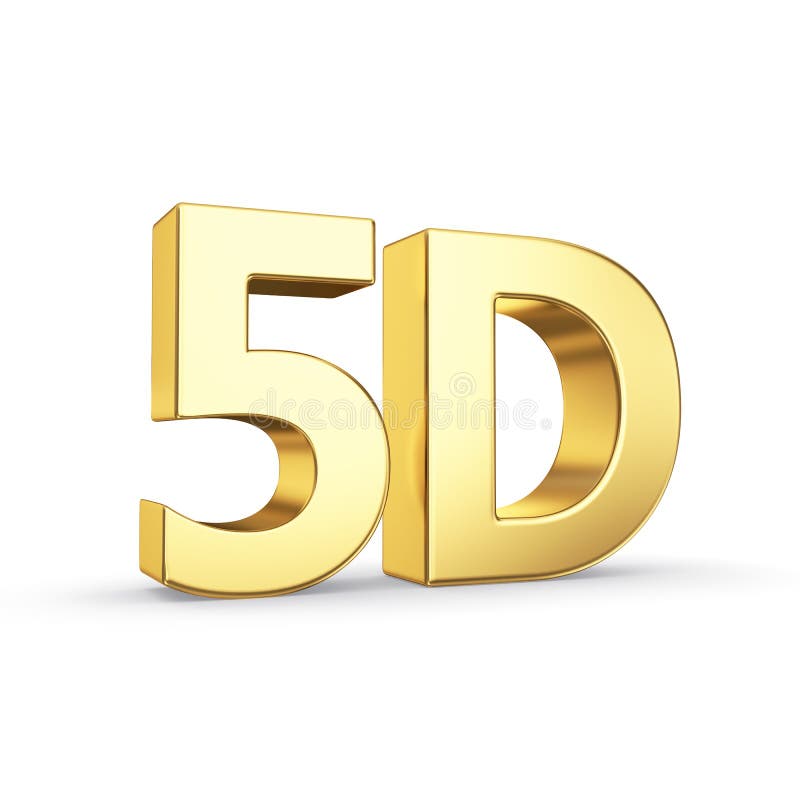 Golden 5D Symbol Isolated on White Stock Illustration - Illustration of ...