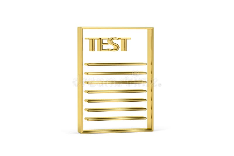 Golden 3d Test Icon Isolated on White Background Stock Illustration ...