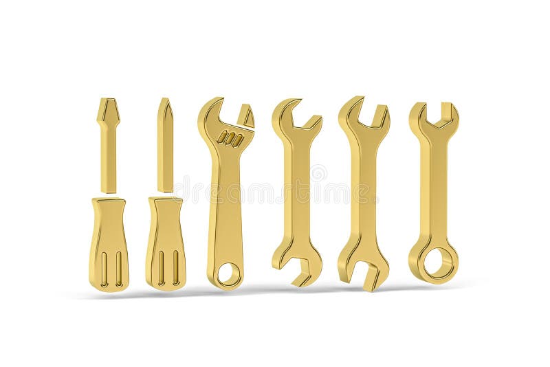 Golden tools stock illustration. Illustration of gold, forkwrench - 694834