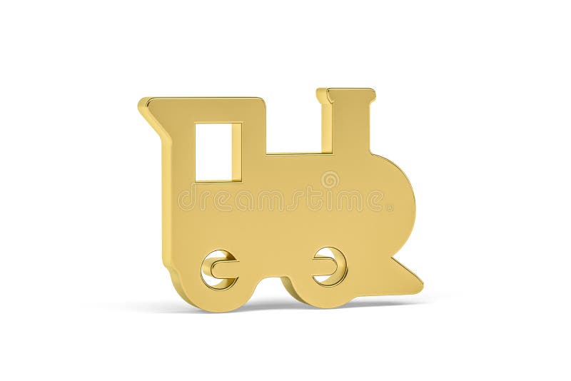 Golden 3d Train Icon Isolated on White Background Stock Illustration ...