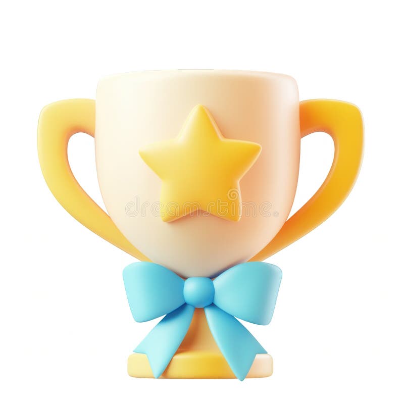 Golden 3d Trophy with Blue Bow and Star, Representing Triumph on ...