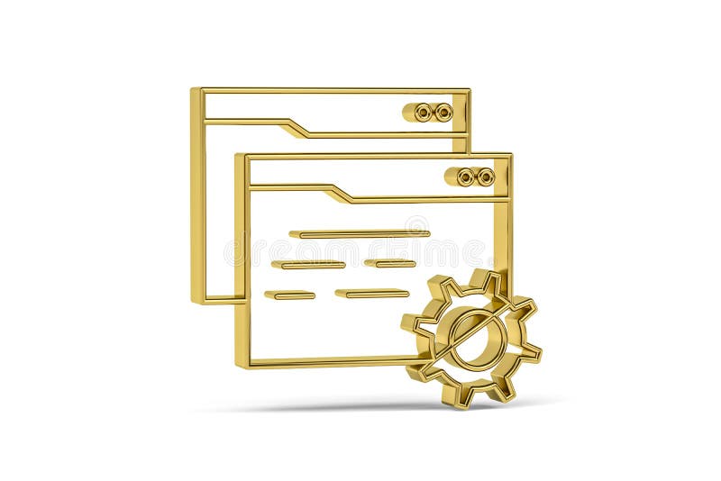 Golden 3d Website Settings Icon Isolated on White Background Stock ...