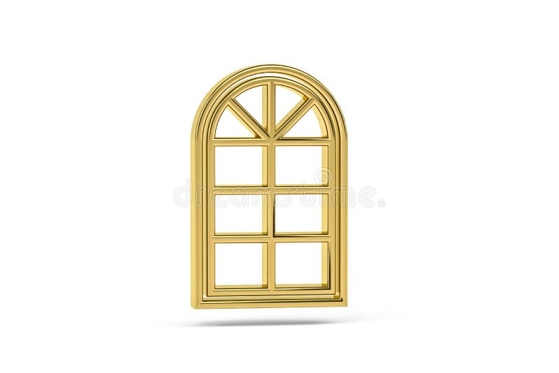 Golden 3d Window Icon Isolated on White Background Stock Illustration ...