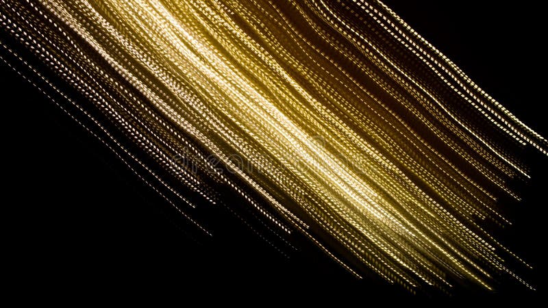 Golden Dashed Lines of Lights on Black Background Stock Image - Image ...