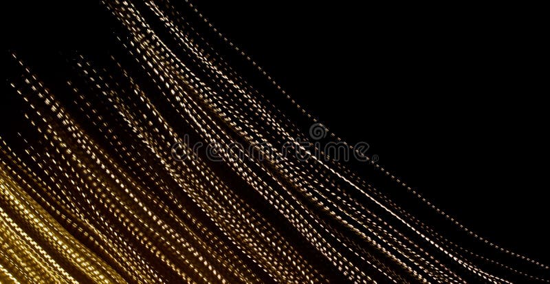 Golden Dashed Lines of Lights on Black Background Stock Image - Image ...