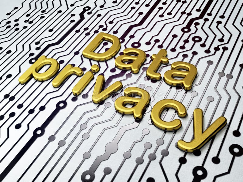 Golden Data Privacy on Circuit Board Background Stock Illustration ...