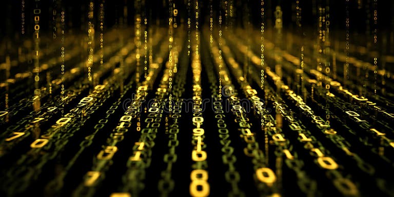 Golden Data Stream Abstract Background with Digital Numbers Stock Illustration - Illustration of ...