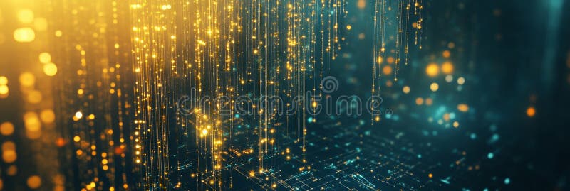 Golden Data Stream Futuristic Digital Landscape Futuristic Digital ...
