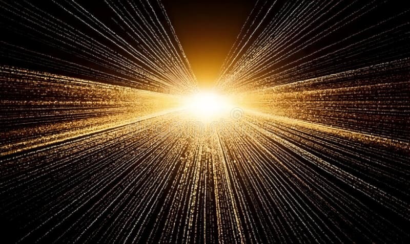 Golden Data Stream stock illustration. Illustration of future - 375558607