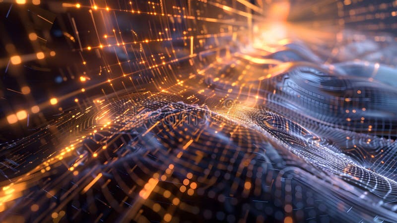 Golden Data Streams in Virtual Network Tunnel, Ai Generated Stock ...