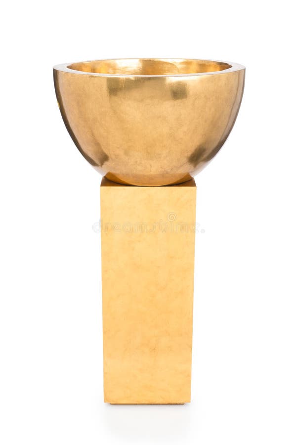 Golden Decorative Bowl on Golden Rectangular Pedestal Stock Image ...
