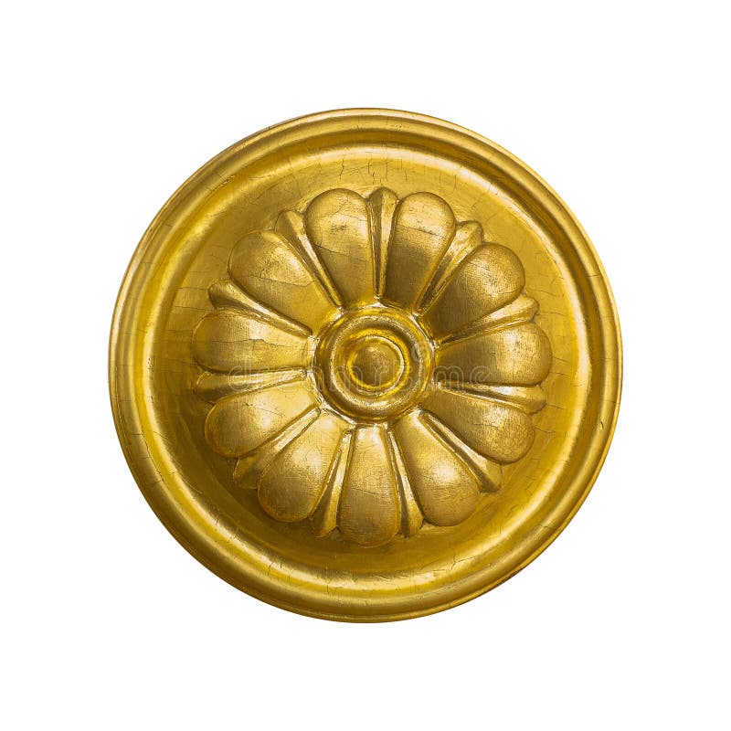 Golden Decorative Element with Floral Pattern Isolated on White ...