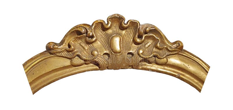 Golden Decorative Element with Floral Pattern Isolated on White ...