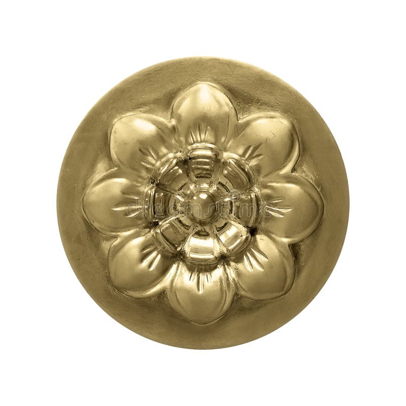 Golden Decorative Element in the Form of a Flower Isolated on a White ...
