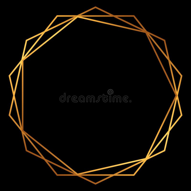 Golden Decorative Frames. Art Deco Line Art Borders. Modern Ring Frame ...