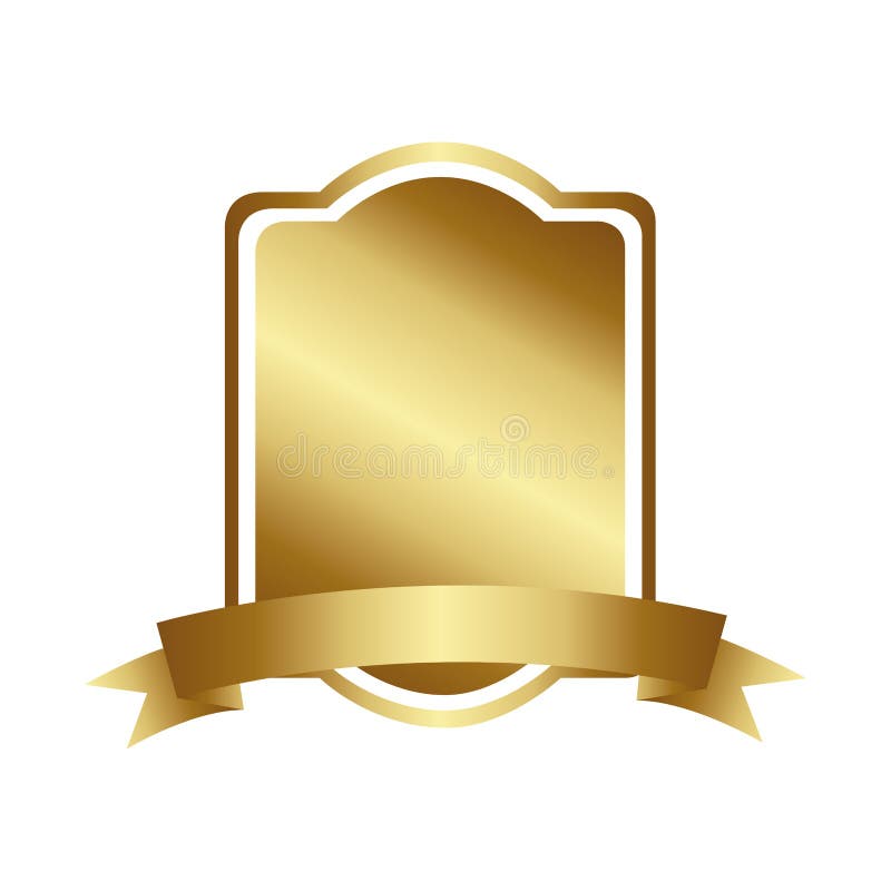 Golden Decorative Heraldic Rounded Rectangle Frame Design with Ribbon ...