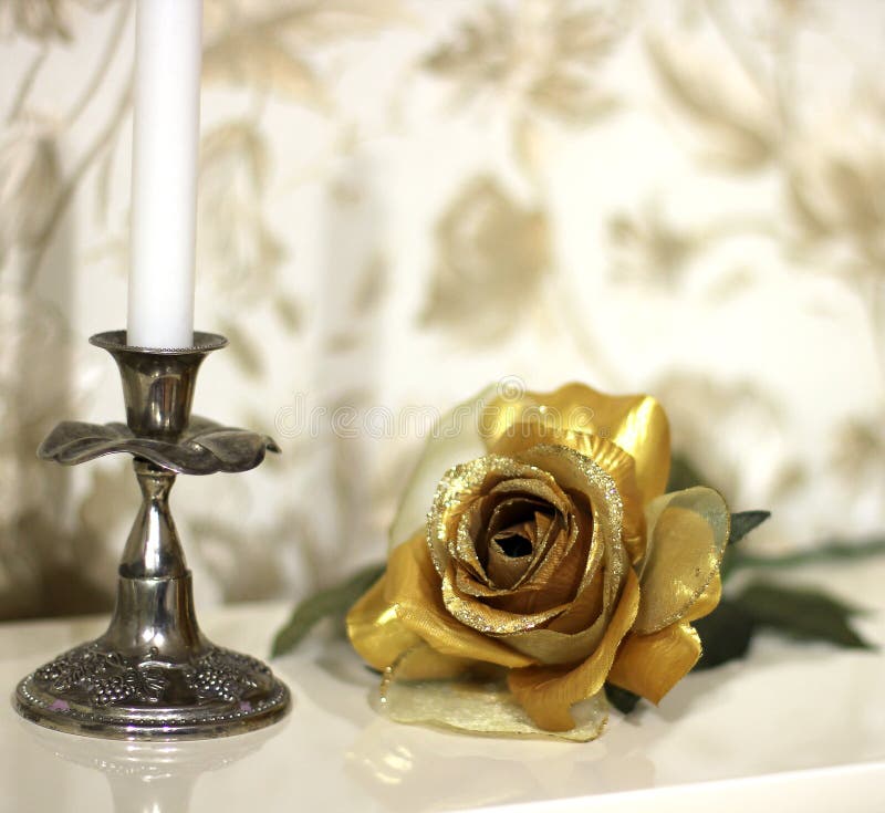 Golden Decorative Rose. Scenery Stock Image - Image of home ...