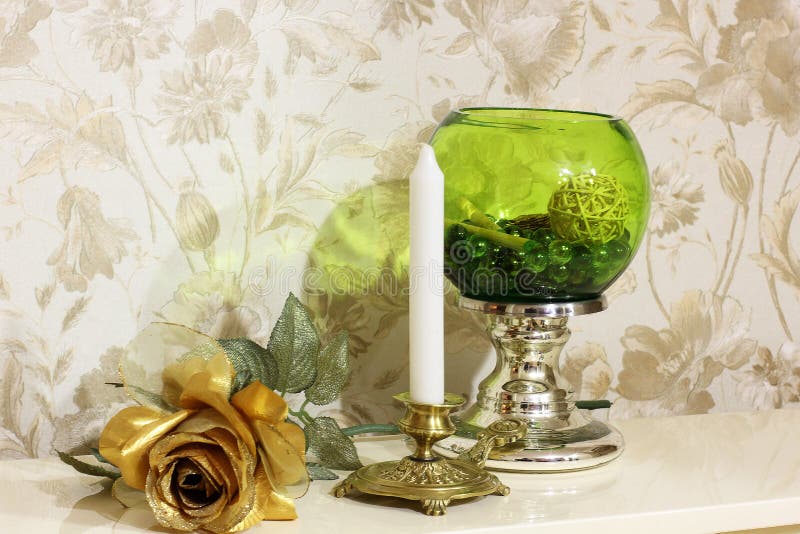 Golden Decorative Rose. Scenery Stock Image - Image of holiday, design ...