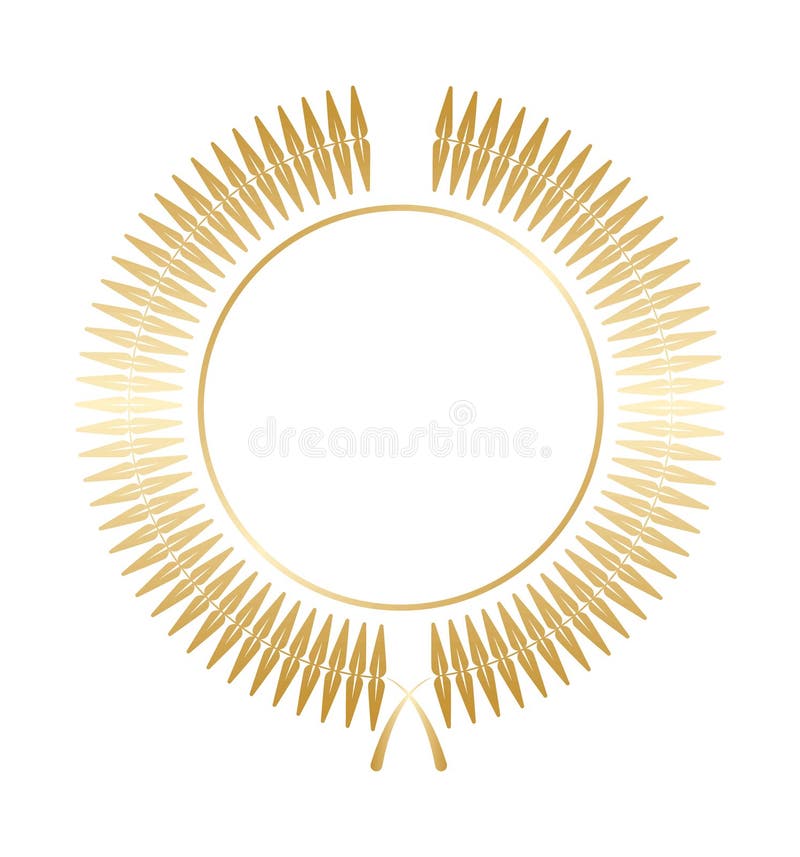 Golden Leaves Wreath Design Stock Vector - Illustration of sign, golden ...