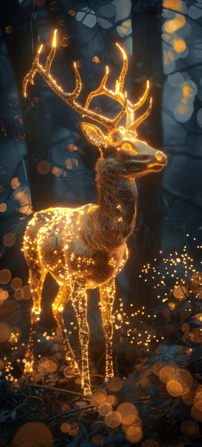 The Golden Deer Maricha in Neon Set Against a Twilight Backdrop ...