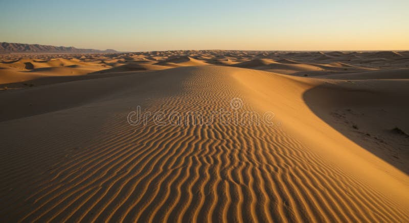 Golden Desert Dunes at Sunset Stock Illustration - Illustration of ...