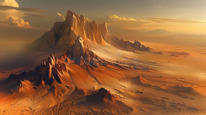 Golden Desert Landscape Illustration Stock Illustration - Illustration ...