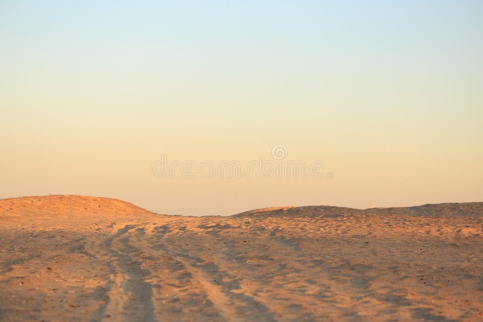 Golden Desert Sand at Sunset. Gradient on the Horizon Stock Photo ...