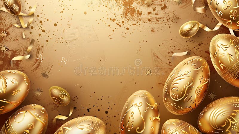 Golden Design: Elegant Card with Stylized Easter Eggs in Gold Stock ...