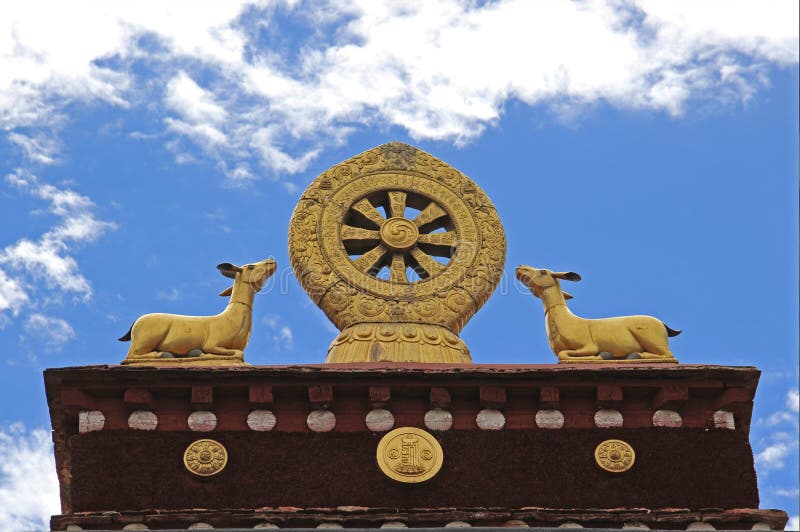 Golden Dharma Wheel stock image. Image of contemplation - 26624605