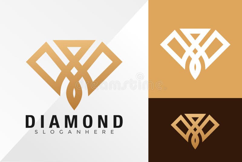 Golden Diamond Line Logo Design Vector Illustration Template Stock ...