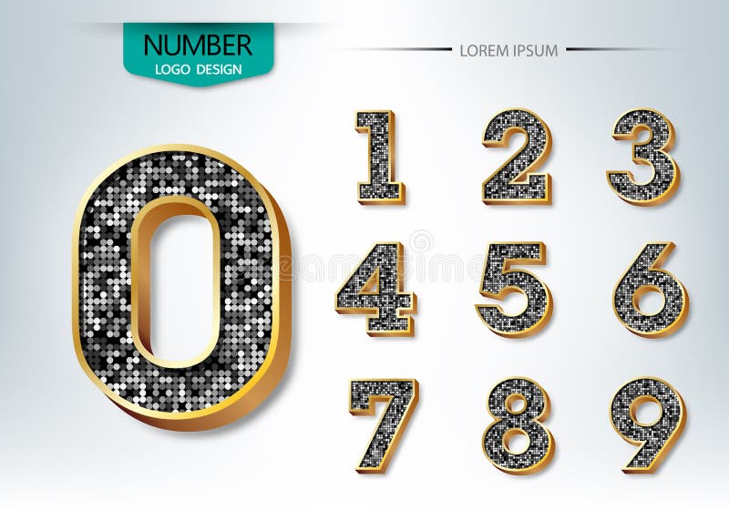 Golden and Diamond Metallic Shiny Numbers Stock Illustration ...