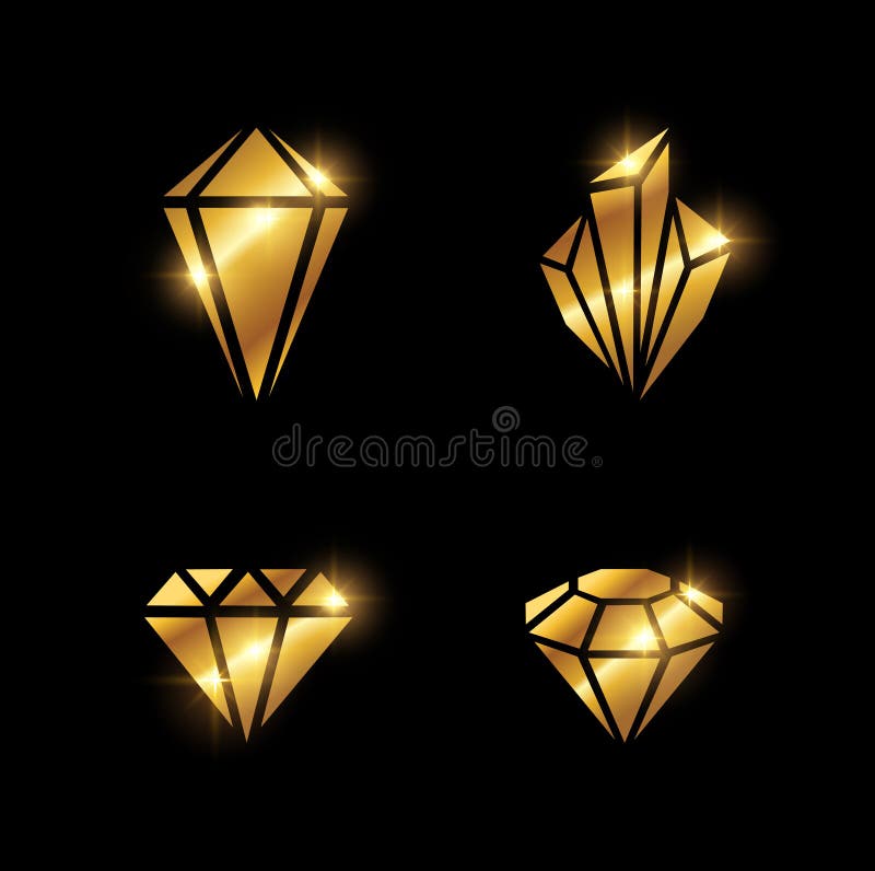 Golden Diamond Shape Vector Sign Stock Vector - Illustration of elegant ...