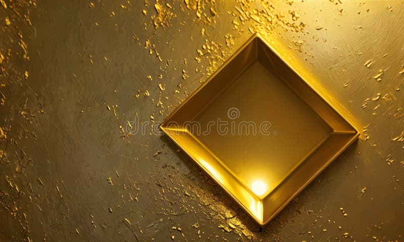 Golden Diamond-shaped Frame with Light Inside is Mounted on Textured ...