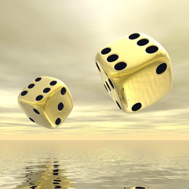 Golden Right Handed Casino Dice Stock Illustration - Illustration of ...