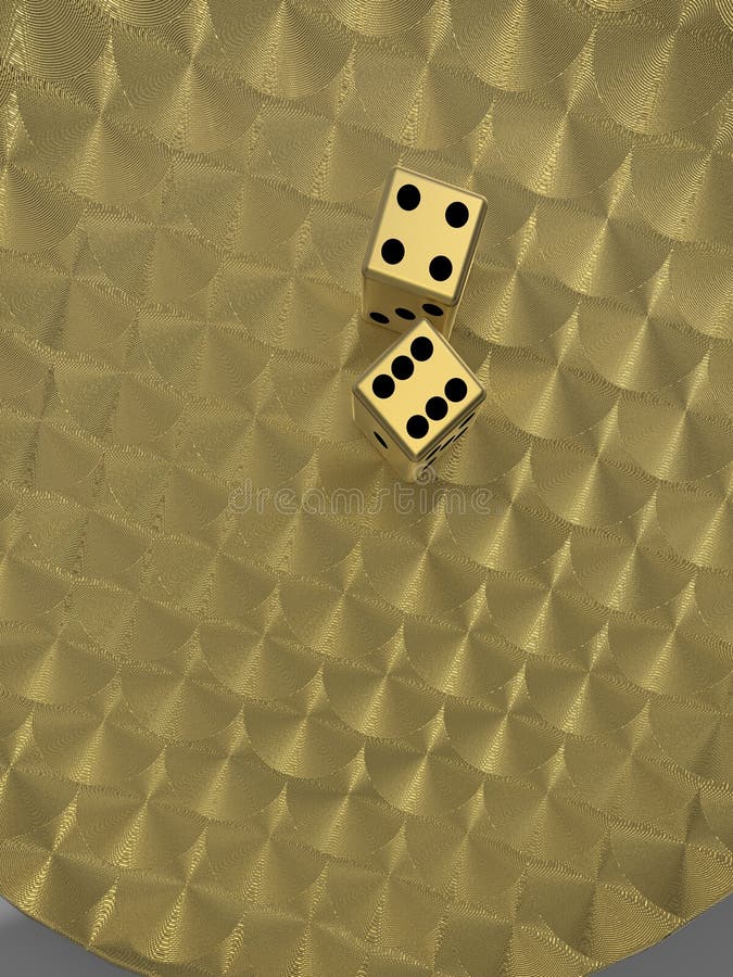 Golden Dice on Plate 3d Illustration Stock Illustration - Illustration ...