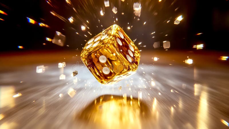 Golden Dice Rotating in Mid Air with Motion Blur Effect Stock Image ...