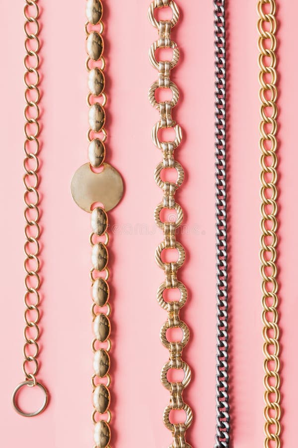 Golden Chain on Pink Pastel. Luxury Pattern Stock Image - Image of ...