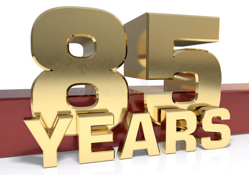 Golden Digit Eighty Five and the Word of the Year. 3D Illustration ...