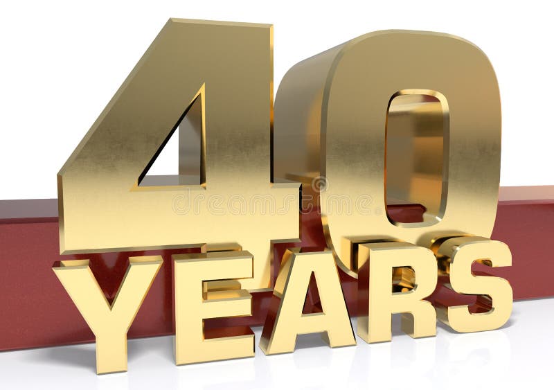 Golden Digit Forty and the Word of the Year. 3D Illustration Stock ...