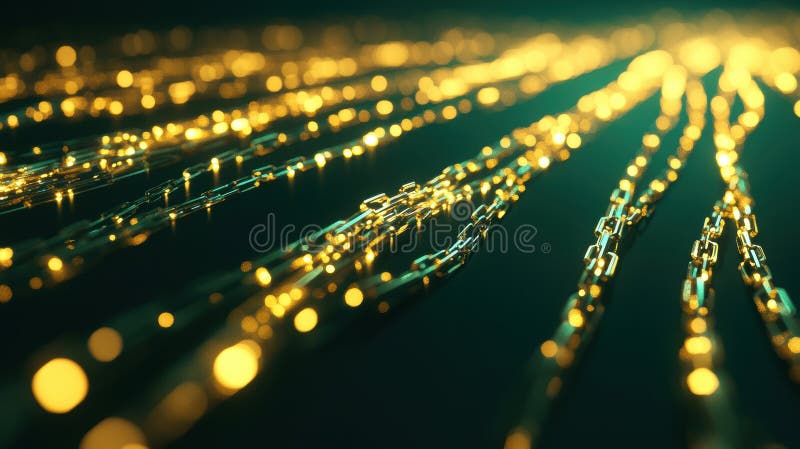 Golden Digital Chains Network Illustrating Futuristic Data Technology ...