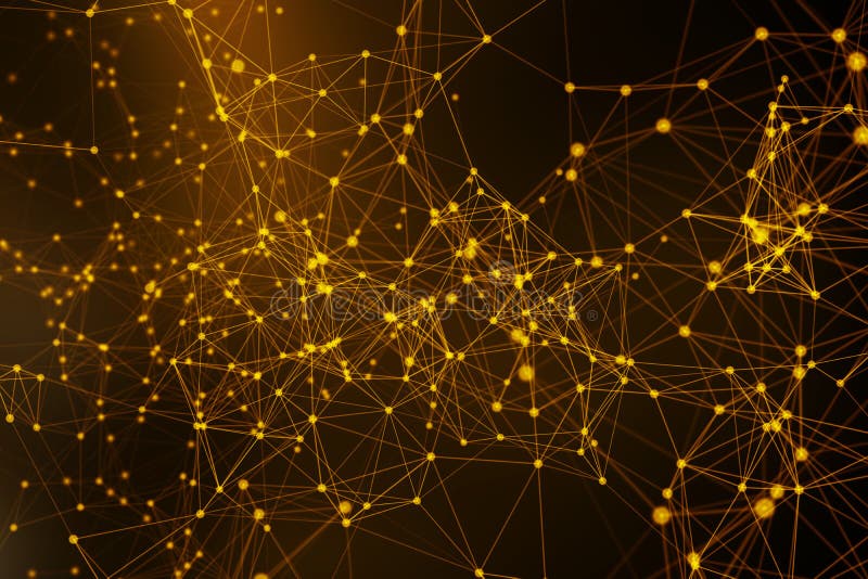 Golden Digital Computer Data and Network Connection Triangle Lines and ...