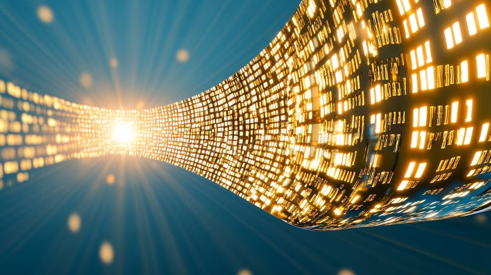 Golden Digital Network Stream Stock Illustration - Illustration of data ...