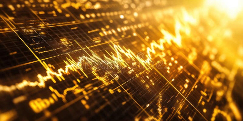 Golden Digital Waveform Representing Sound Data in a Modern Audio ...
