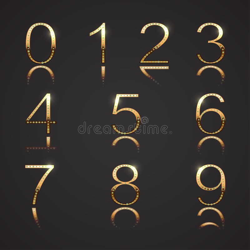 Golden Bling numbers stock vector. Illustration of metal - 54227147