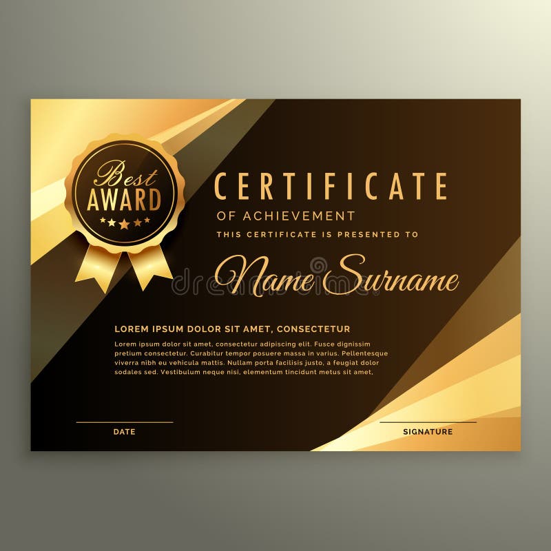 Golden Diploma Certificate with Award Symbol Stock Vector ...