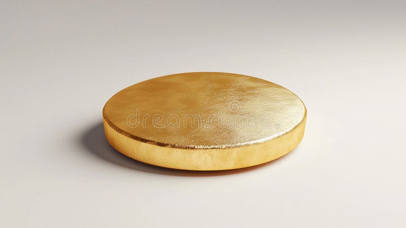 A Golden Disc on a White Surface with a Subtle Shadow Creating Depth ...