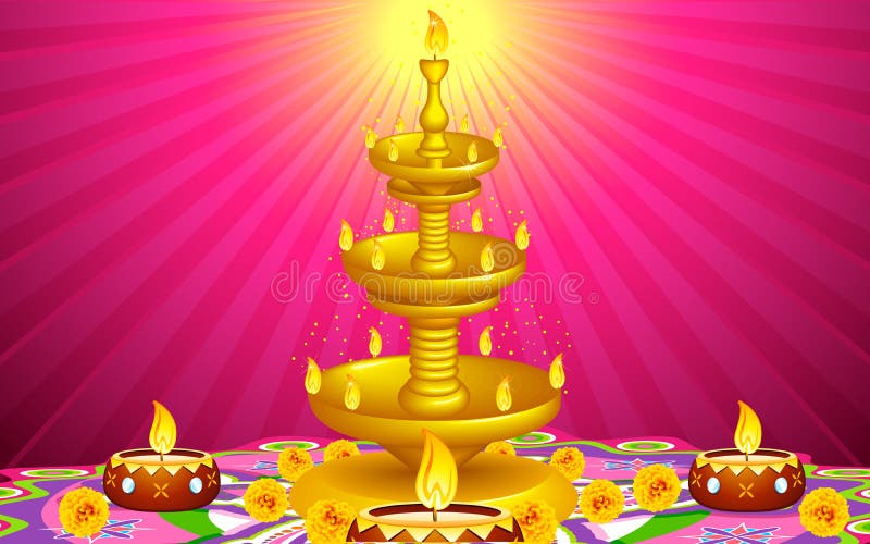 Golden Diya Stand stock vector. Illustration of culture - 26692916