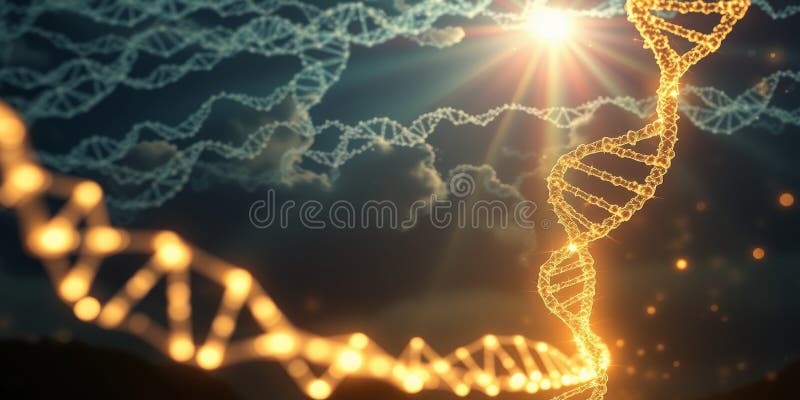 Golden DNA Strand Glows in the Light Stock Illustration - Illustration ...