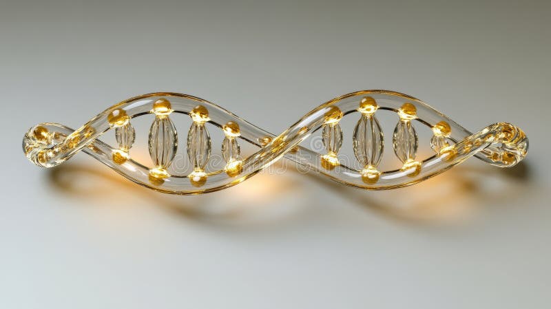 Golden DNA Strand Model on White Background Detailed 3D Render for ...