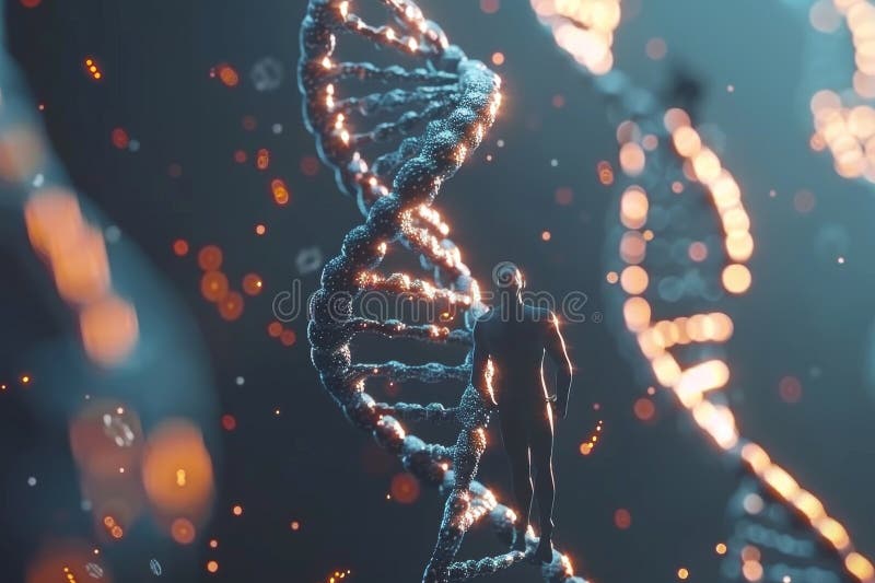 Golden DNA Strands Illuminated, Representing the Glowing Future of ...